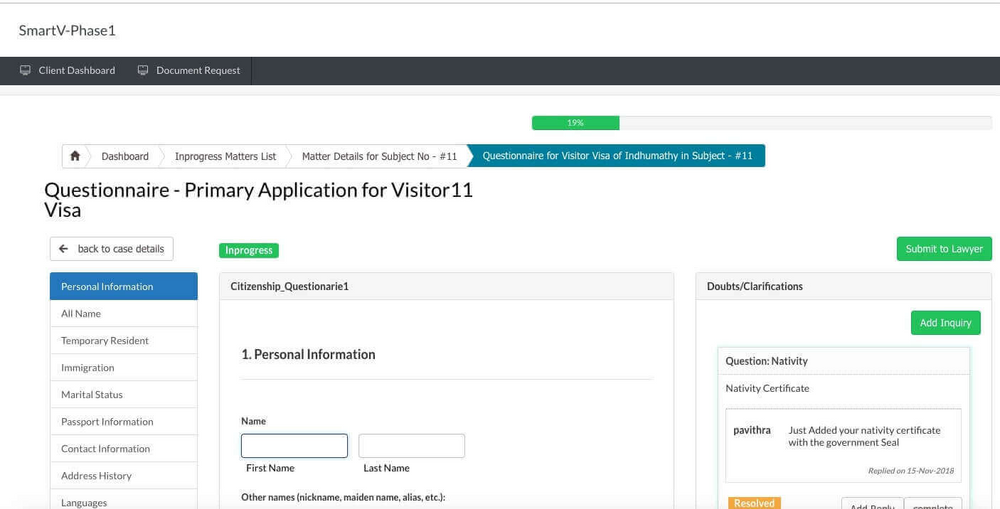 Digitized Immigration Process using Zoho Creator