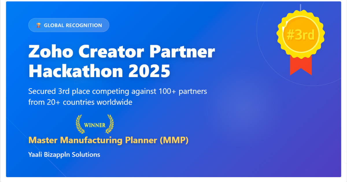 Zoho Creator Partner Hackathon 2025 Winner: YAALI